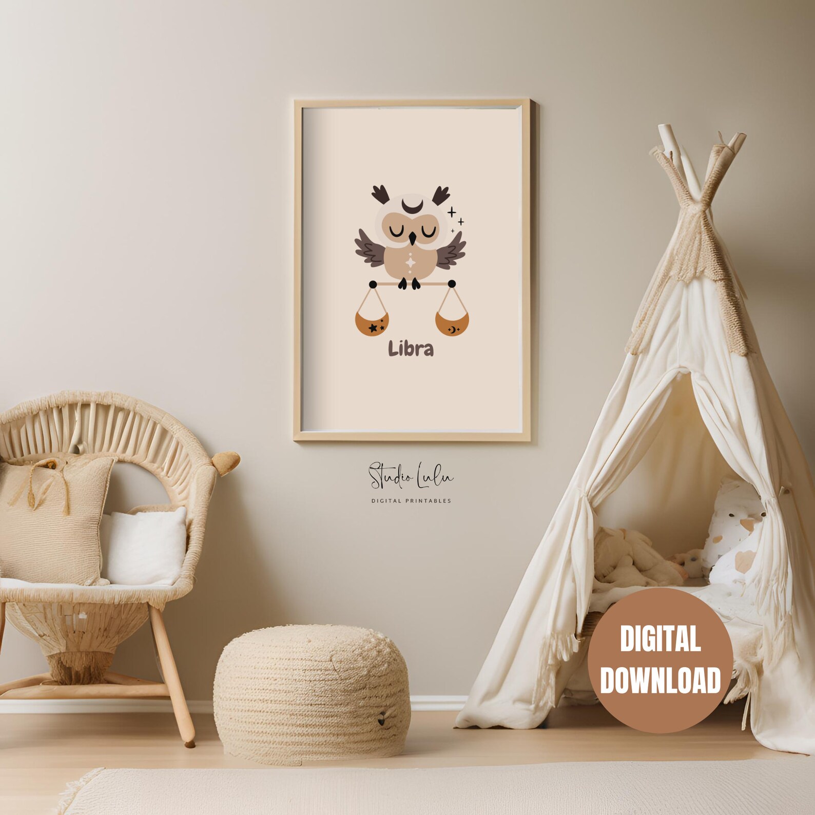 Printable Libra Zodiac Sign Poster - Neutral Nursery, Kids Room Star ...