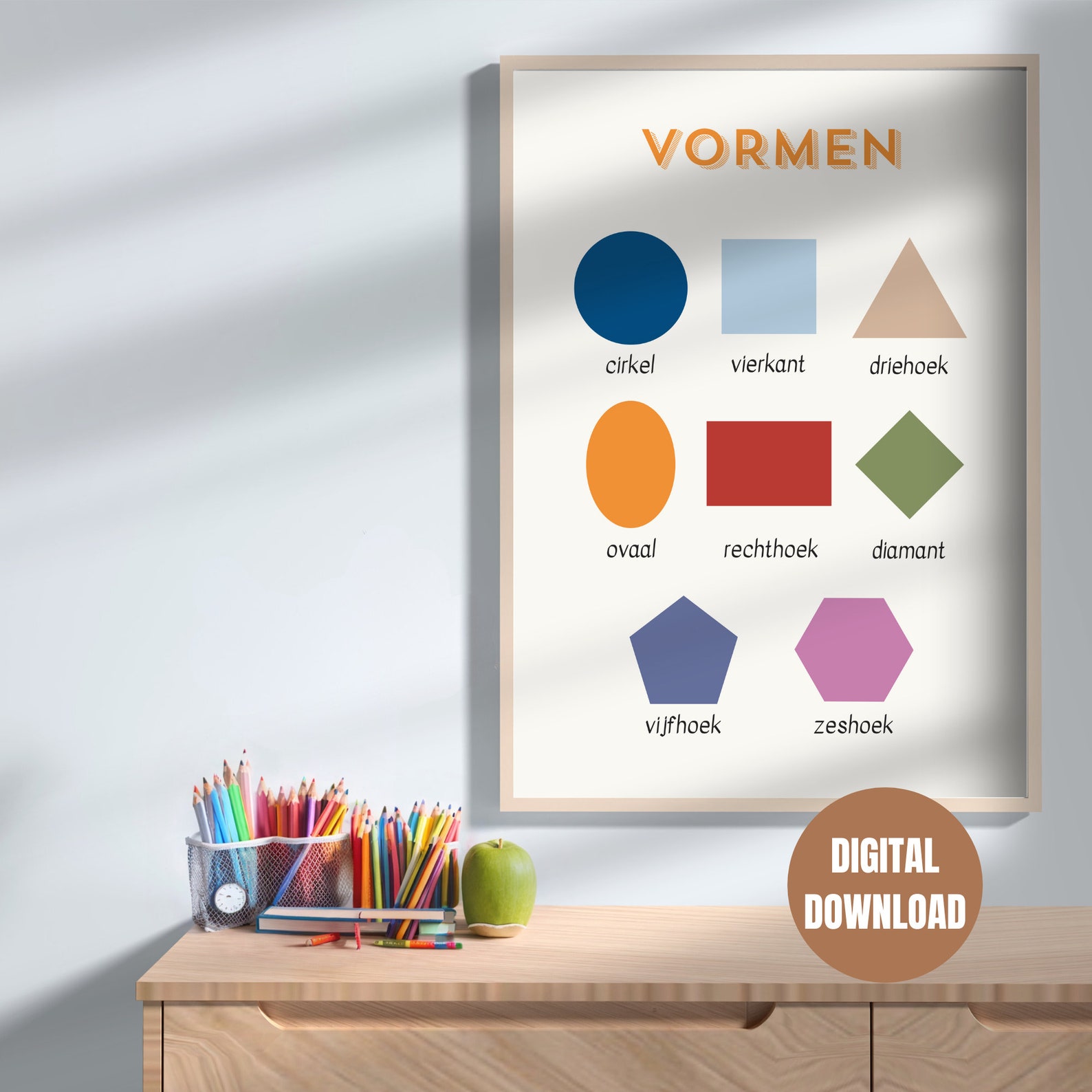 Printable Dutch Shapes Poster, Montessori, Education, Colorful ...