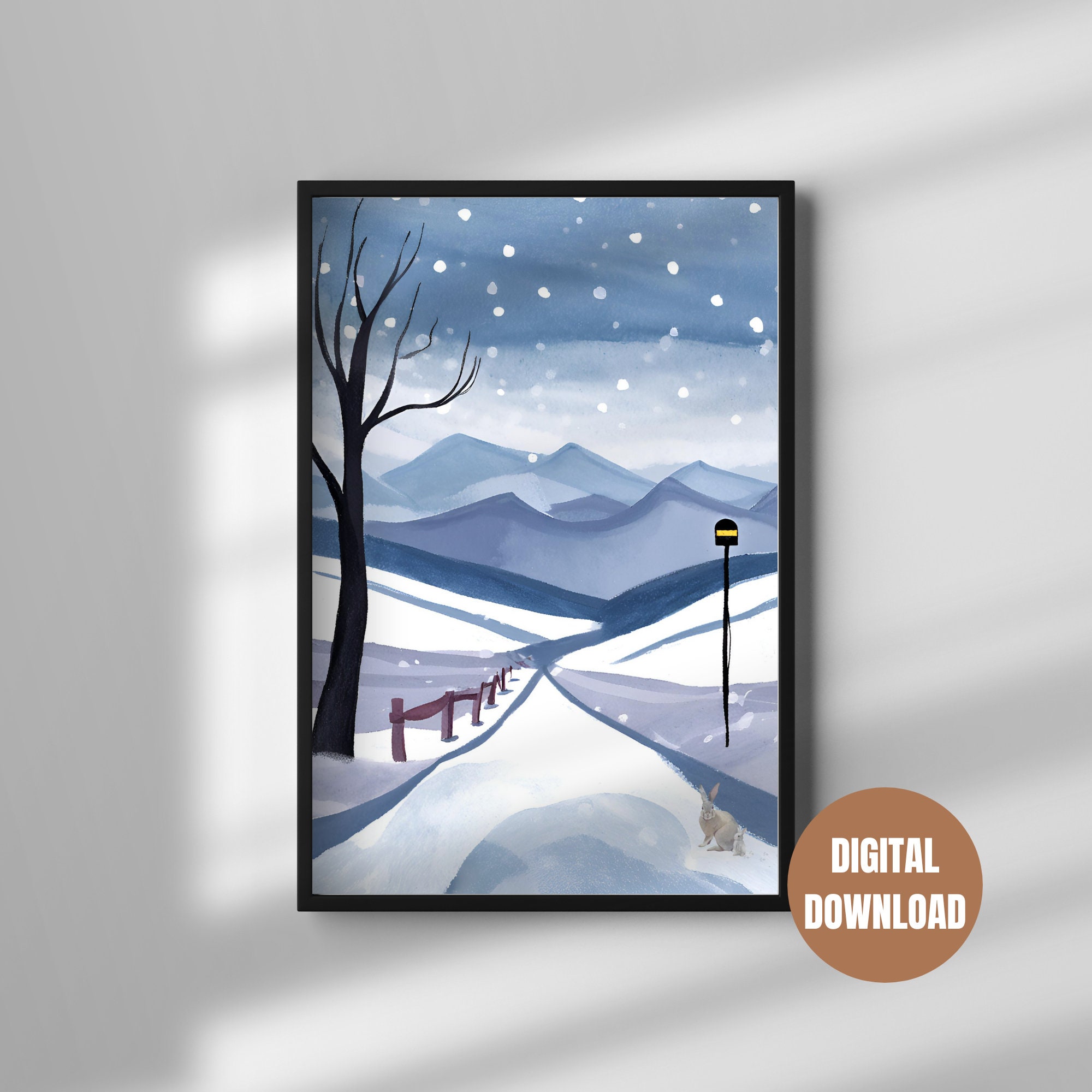 Printable Nostalgic Winter Poster - Baby Snow Bunny, Christmas Vibes ...