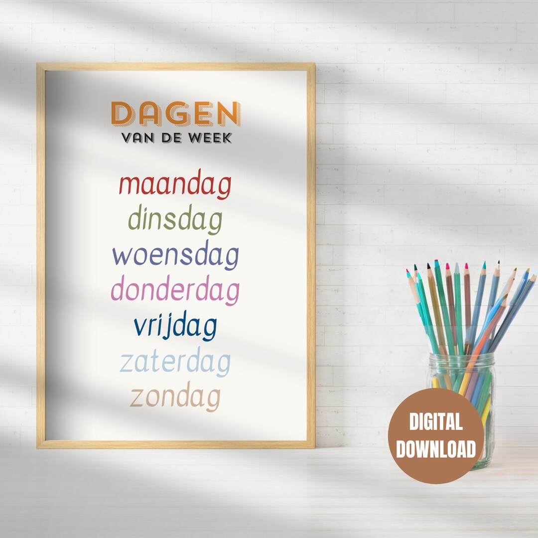 Printable Dutch Days of the Week Poster, Montessori, Education ...