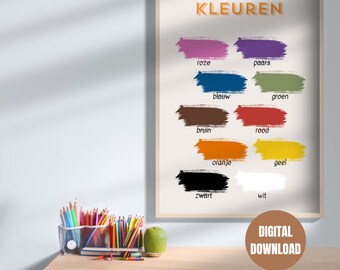 Printable Dutch Alphabet Poster, Montessori, Education, Colorful ...