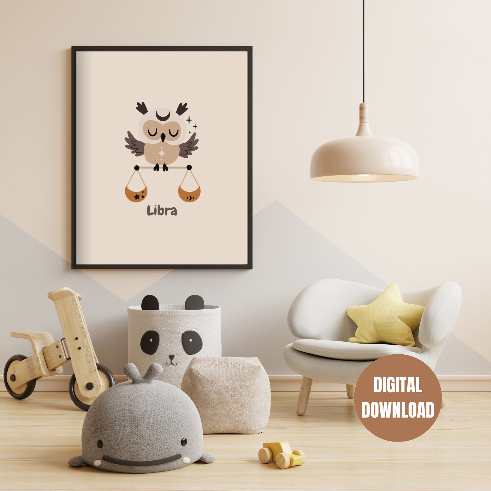 Printable Libra Zodiac Sign Poster - Neutral Nursery, Kids Room Star ...