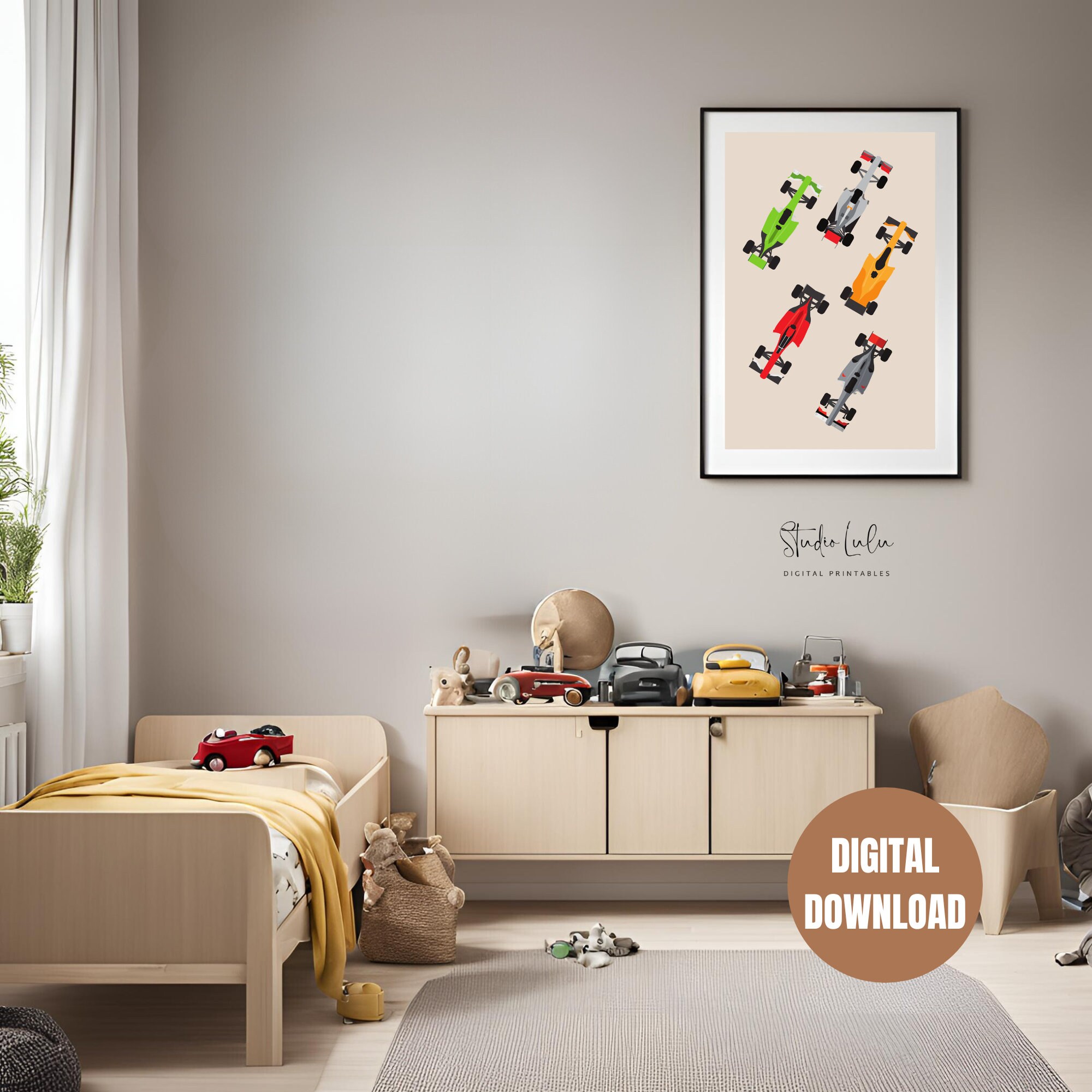 Printable Formula One Race Cars Print for Kids Room - Racing, Formula ...