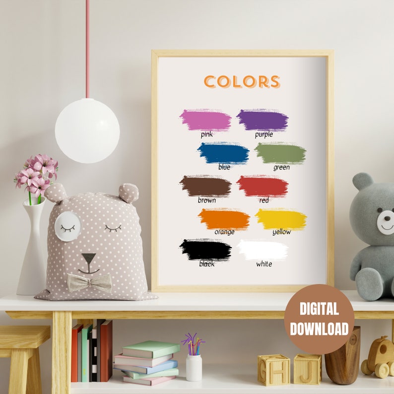 Printable Learning Colors Poster, Montessori, Education, Colorful ...