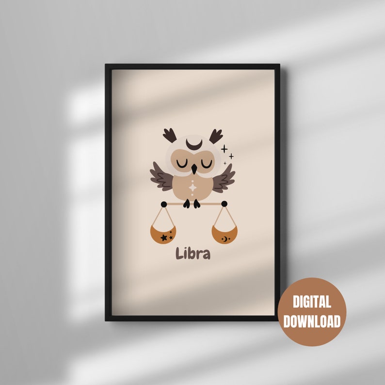 Printable Libra Zodiac Sign Poster - Neutral Nursery, Kids Room Star ...