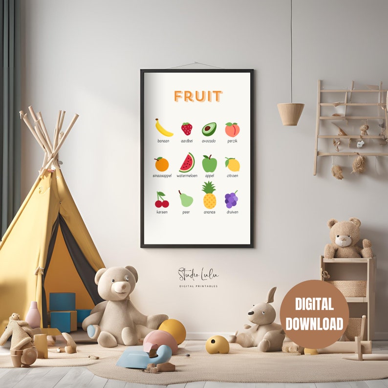 Printable Dutch Fruit Poster, Montessori, Education, Colorful, Learning ...