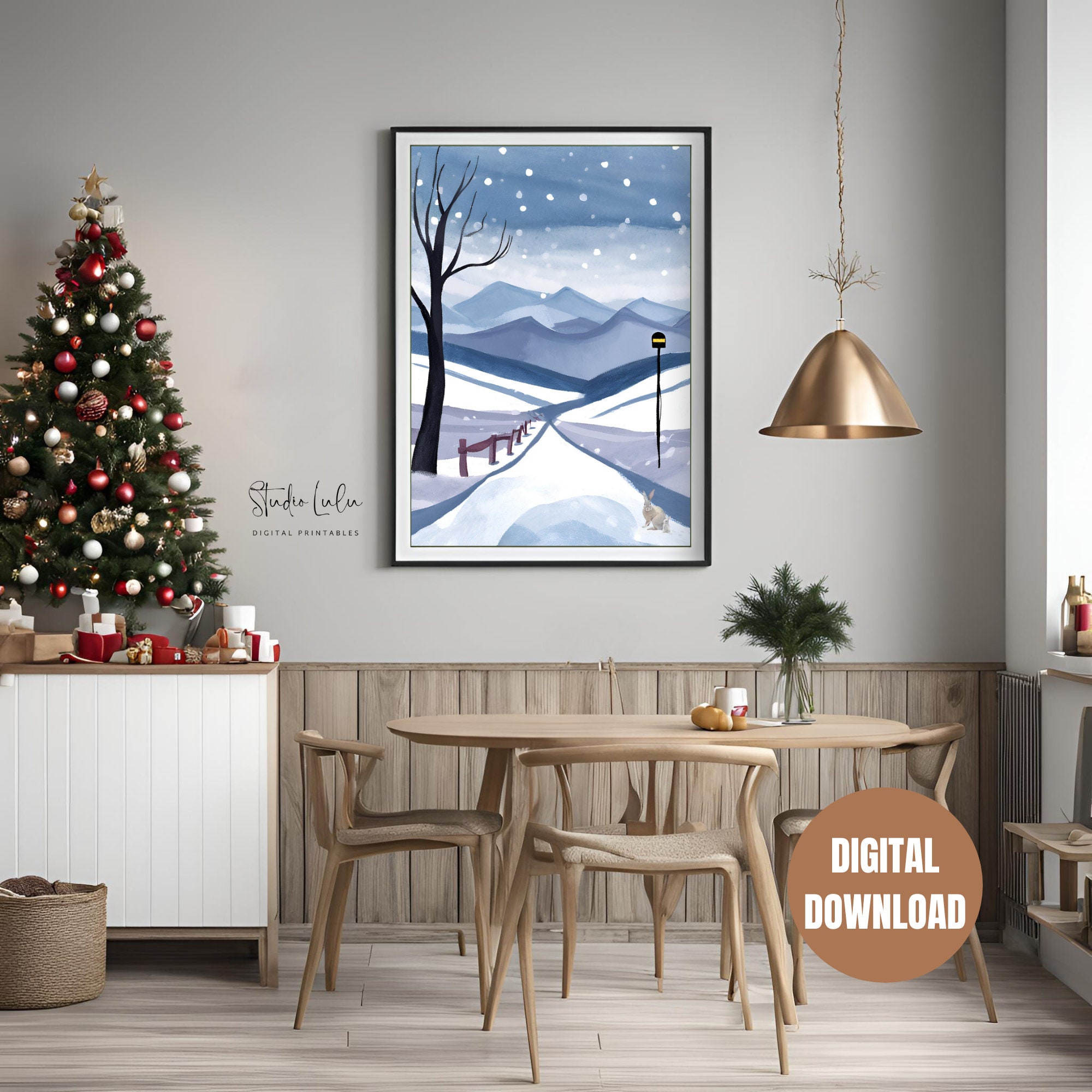 Printable Nostalgic Winter Poster - Baby Snow Bunny, Christmas Vibes ...