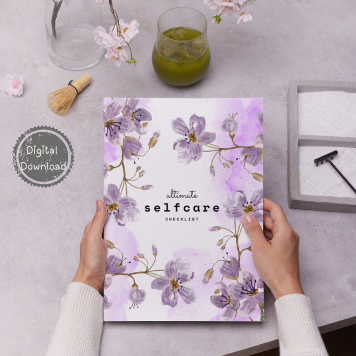 PRINTABLE Purple Flowers Selfcare Checklist Planner Inserts - Etsy