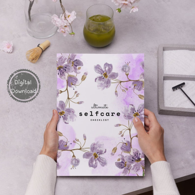PRINTABLE Purple Flowers Selfcare Checklist Planner Inserts - Etsy