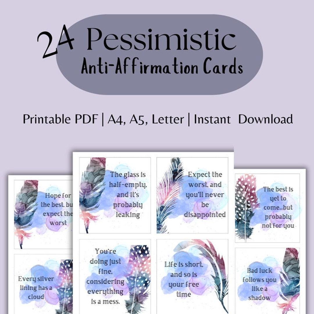 24 Printable Pessimistic Anti-affirmation Cards - Etsy