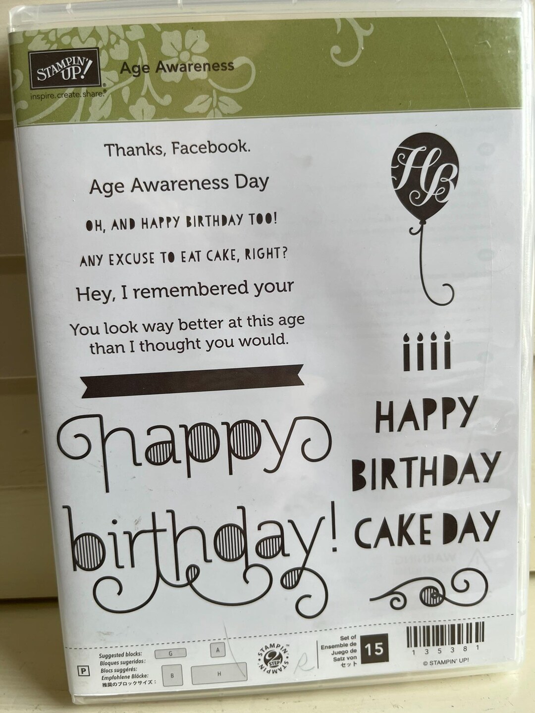 Stampin' Up! AGE AWARENESS Set of 15 Photopolymer Cling Retired #135381 ...