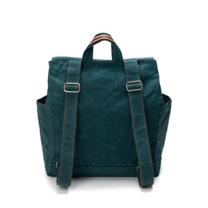 Waxed Canvas Backpack for School, Diaper Bag Backpack , Teal Blue ...