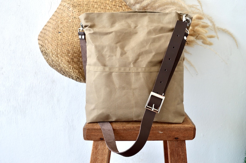Waxed Canvas Messenger Bag, Crossbody Hobo Bag, Canvas Tote Bag ...