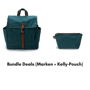 Waxed Canvas Backpack for School, Diaper Bag Backpack , Teal Blue ...