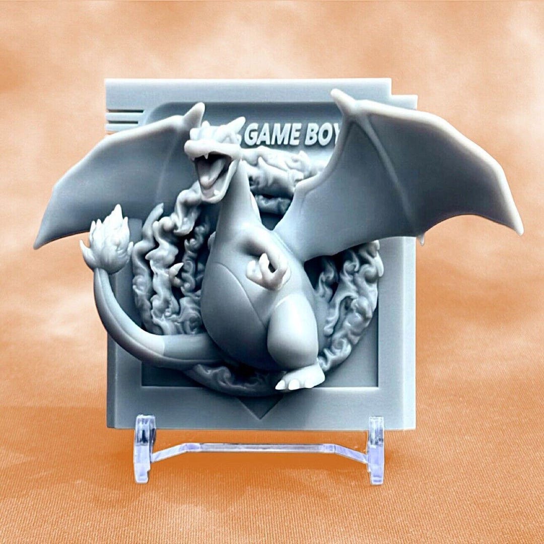 3D Gameboy Cartridge Pokémon Red Charizard Pokémon Jumping Out of ...