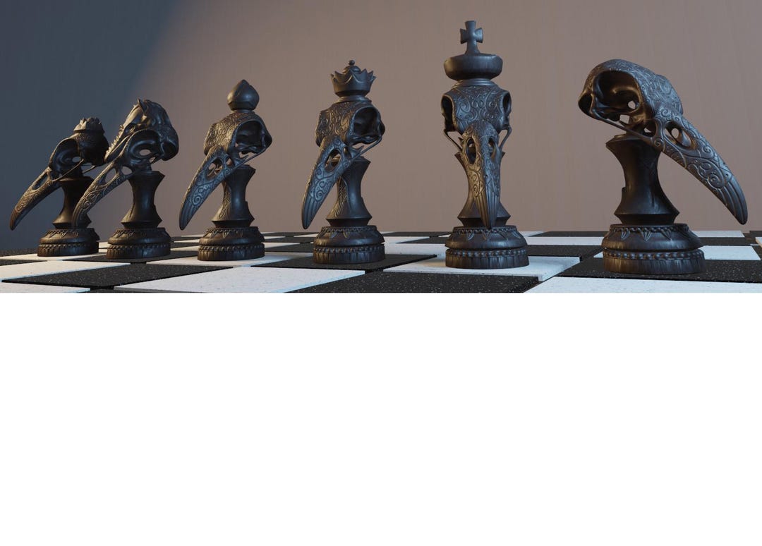 Raven Skull Chess Set Unpainted Novelty Chess Set Ready to Paint - Etsy