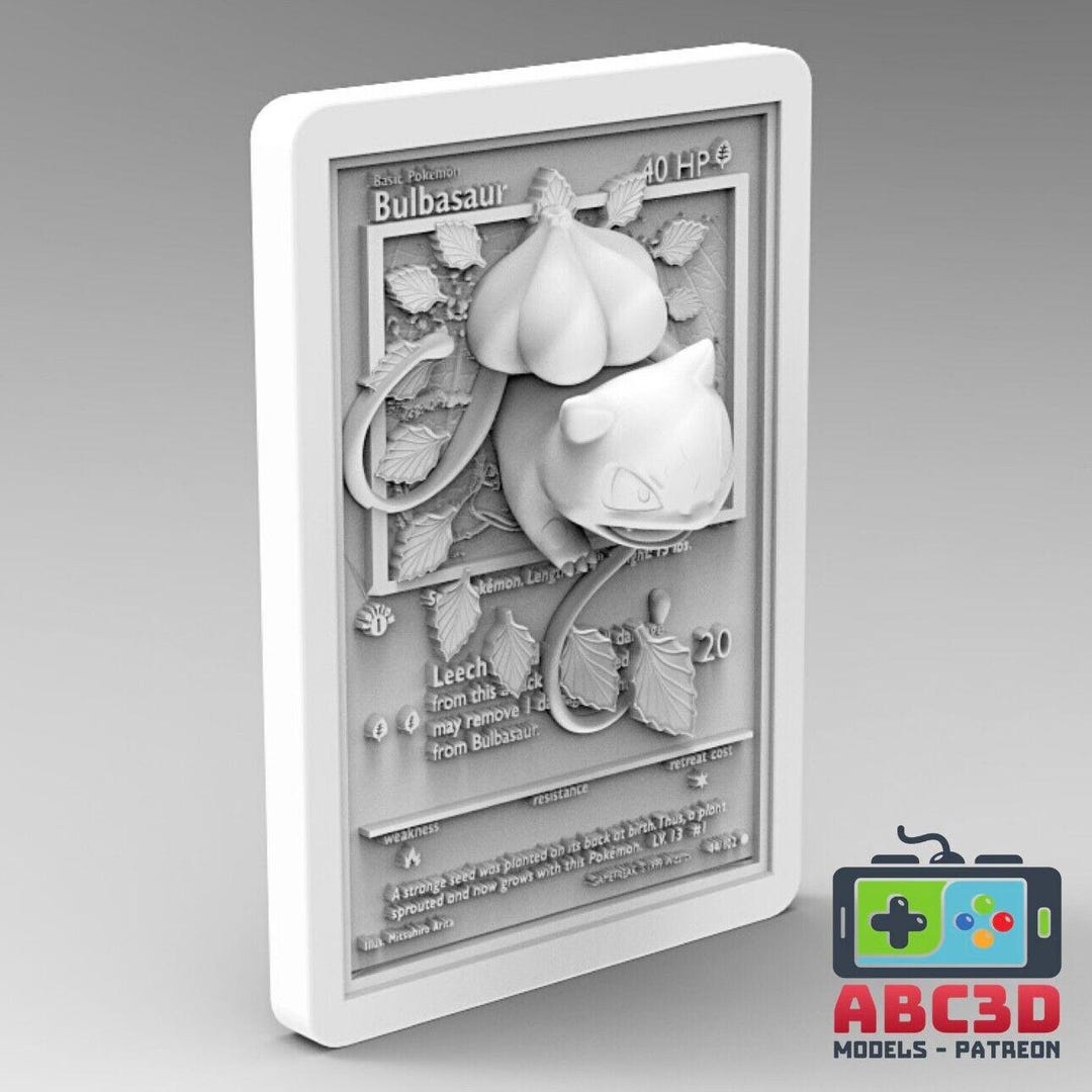 Pokémon Card 3D - Bulbasaur - 3D Printed With 8k Resin - UNPAINTED - Etsy