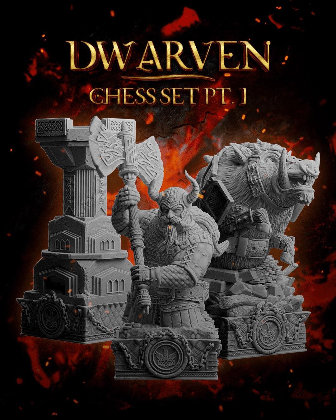 Dwarven Chess Set Figures Unpainted Novelty Chess Set Ready to Paint - Etsy