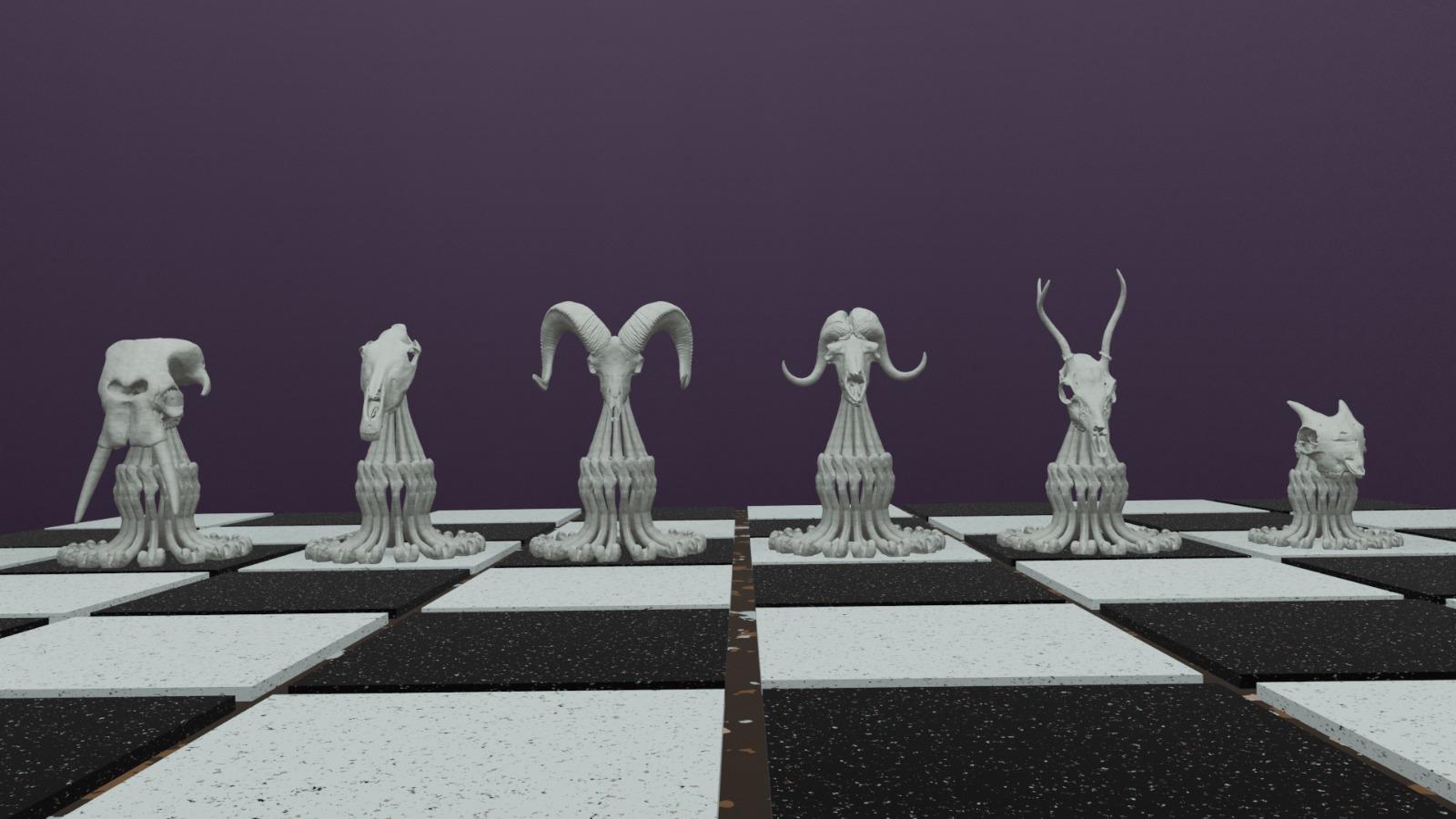 Animal Skull Chess Set - Unpainted - Novelty Chess Set - Ready to Paint ...