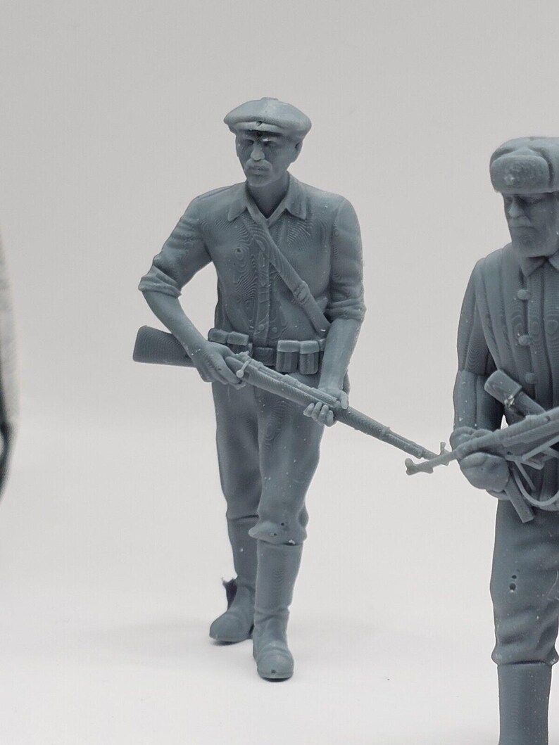 7 X WW2 Partisan Soldiers , Diorama UNPAINTED 1/35, 1/72 or 1/32 Scale ...
