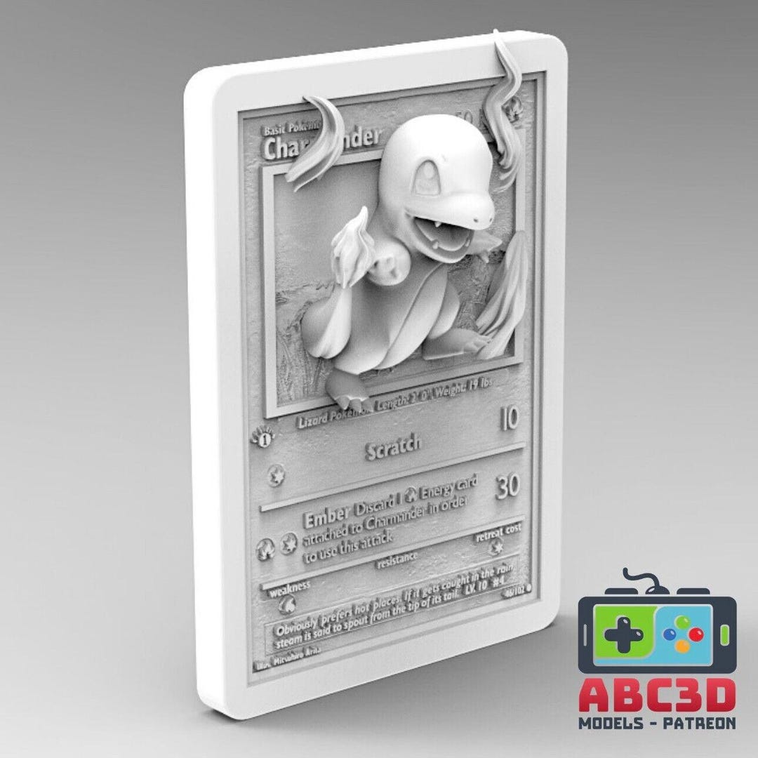 Pokémon Card 3D - Charmander - 3D Printed With 8k Resin - UNPAINTED - Etsy