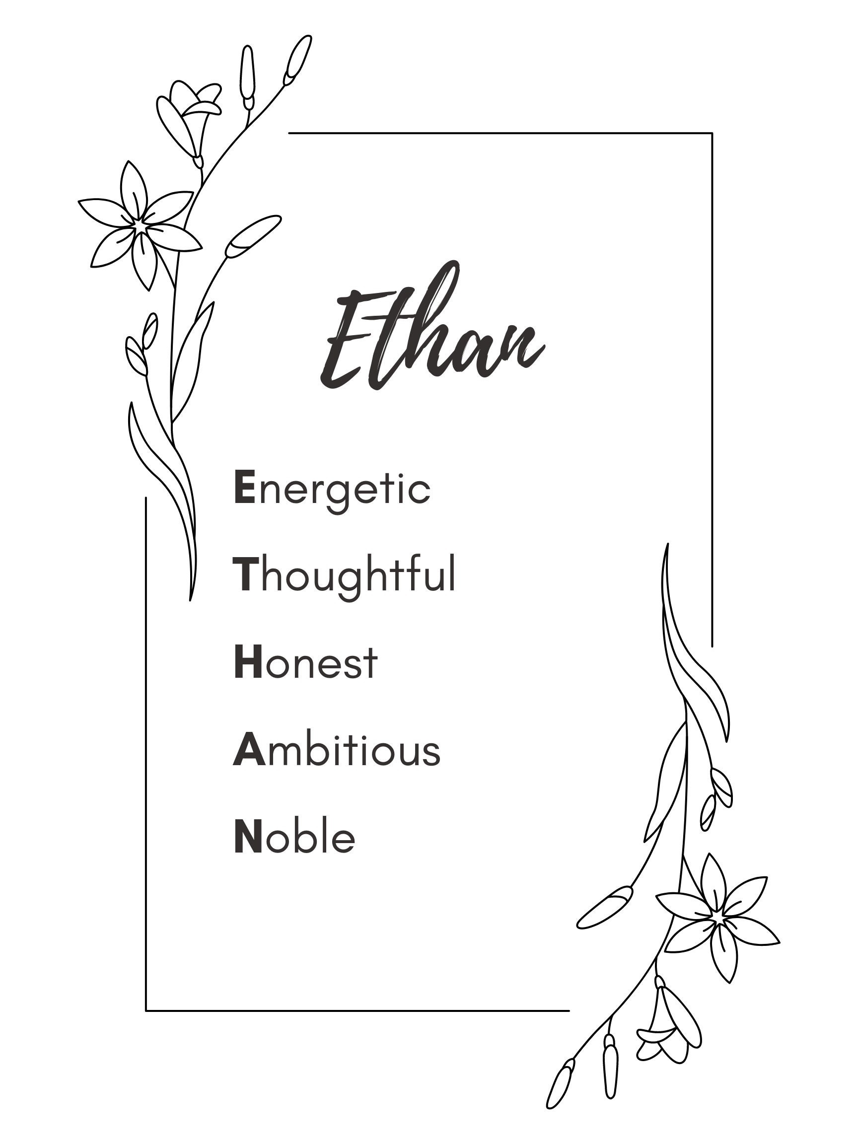 Customized "acrostic" Name - Customized Print Floral Minimalist ...