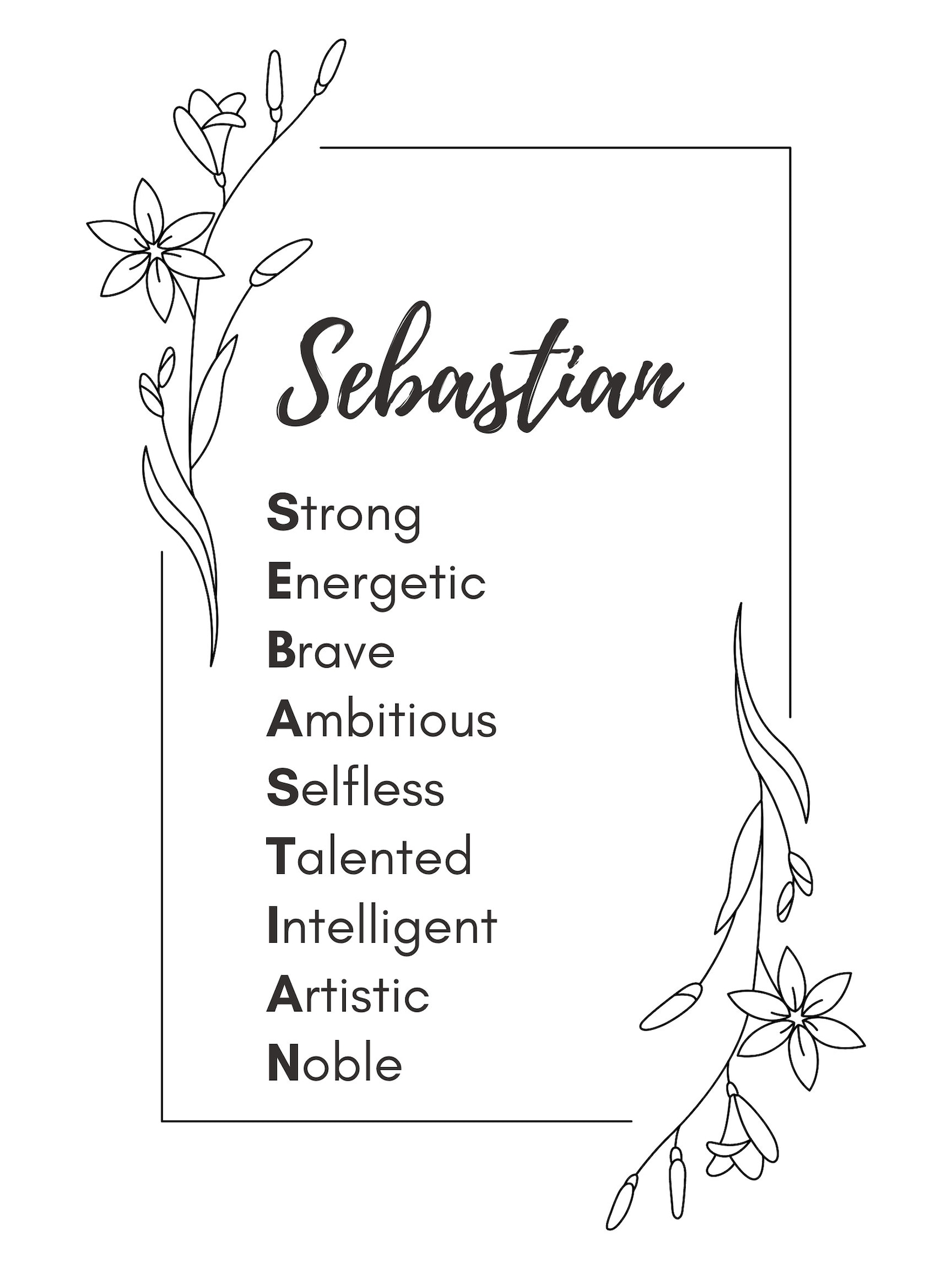 Customized "acrostic" Name - Customized Print Floral Minimalist ...