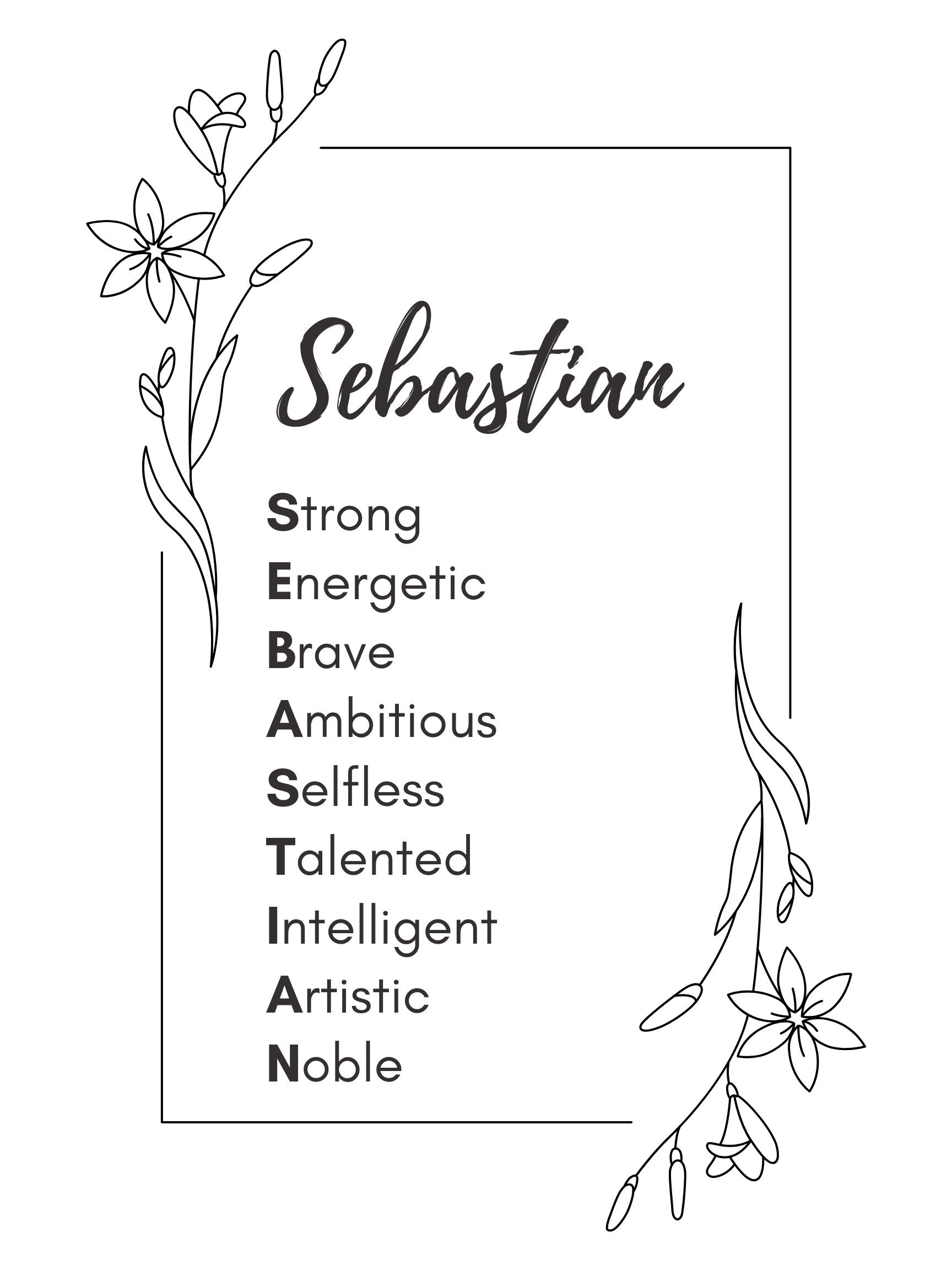 Customized "acrostic" Name - Customized Print Floral Minimalist ...