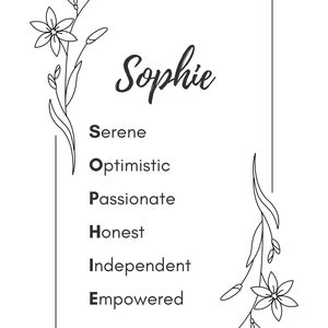 Customized "acrostic" Name - Customized Print Floral Minimalist ...