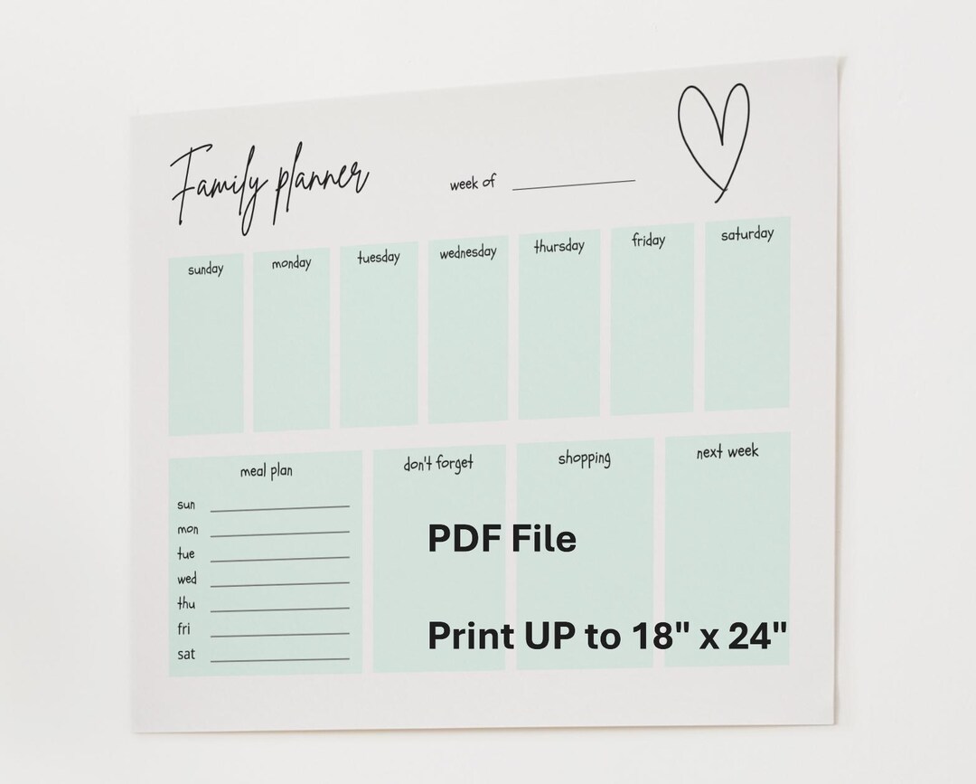 Printable PDF Minimal Family Planner | Multi-page Organizer, 4 Color ...