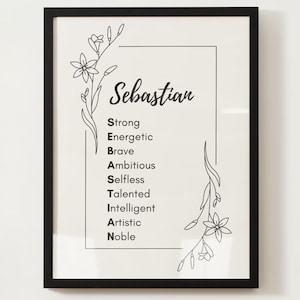 Customized "acrostic" Name - Customized Print Floral Minimalist ...
