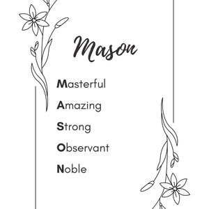 Customized "acrostic" Name - Customized Print Floral Minimalist ...