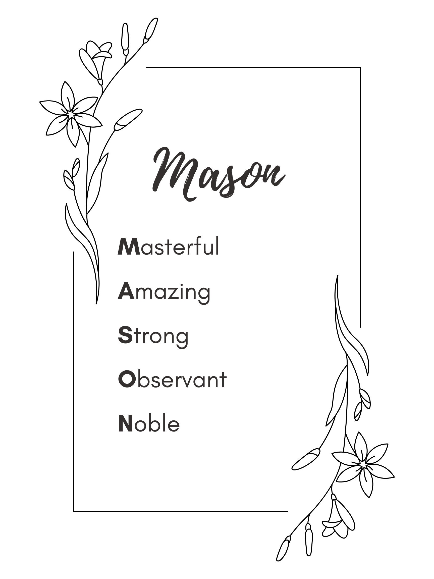 Customized "acrostic" Name - Customized Print Floral Minimalist ...