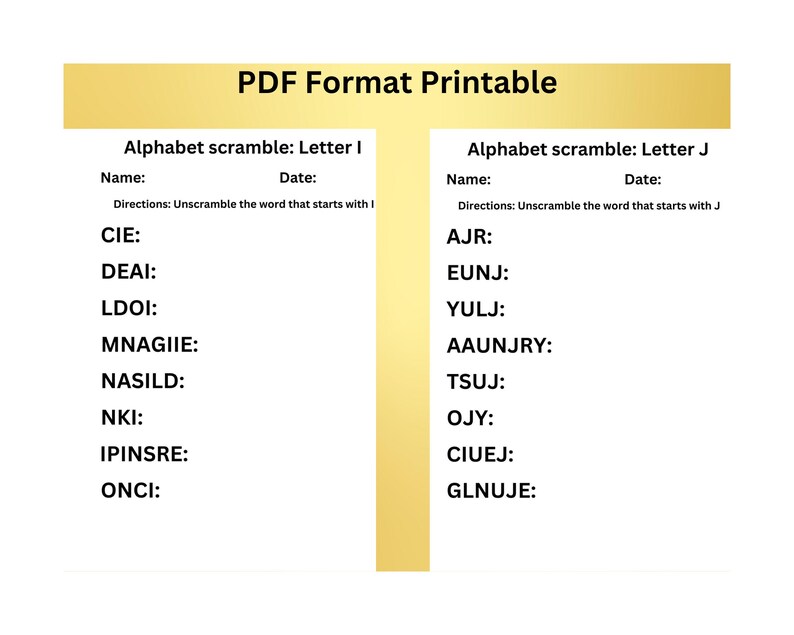 26 Pack A-Z Scramble Digital Download Worksheet 8.5 X 11 Size PDF ...
