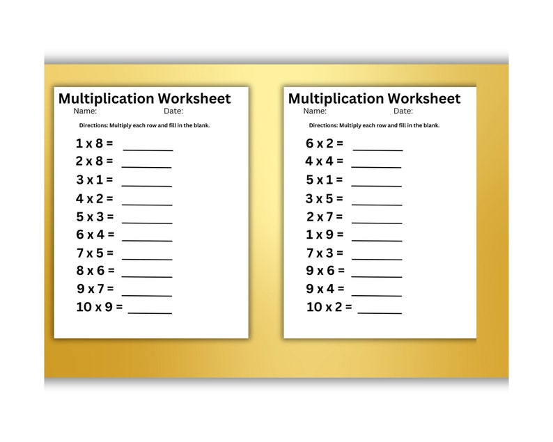 20 Multiplication Worksheets 0-12 8.5 X 11 PDF Digital Download ...