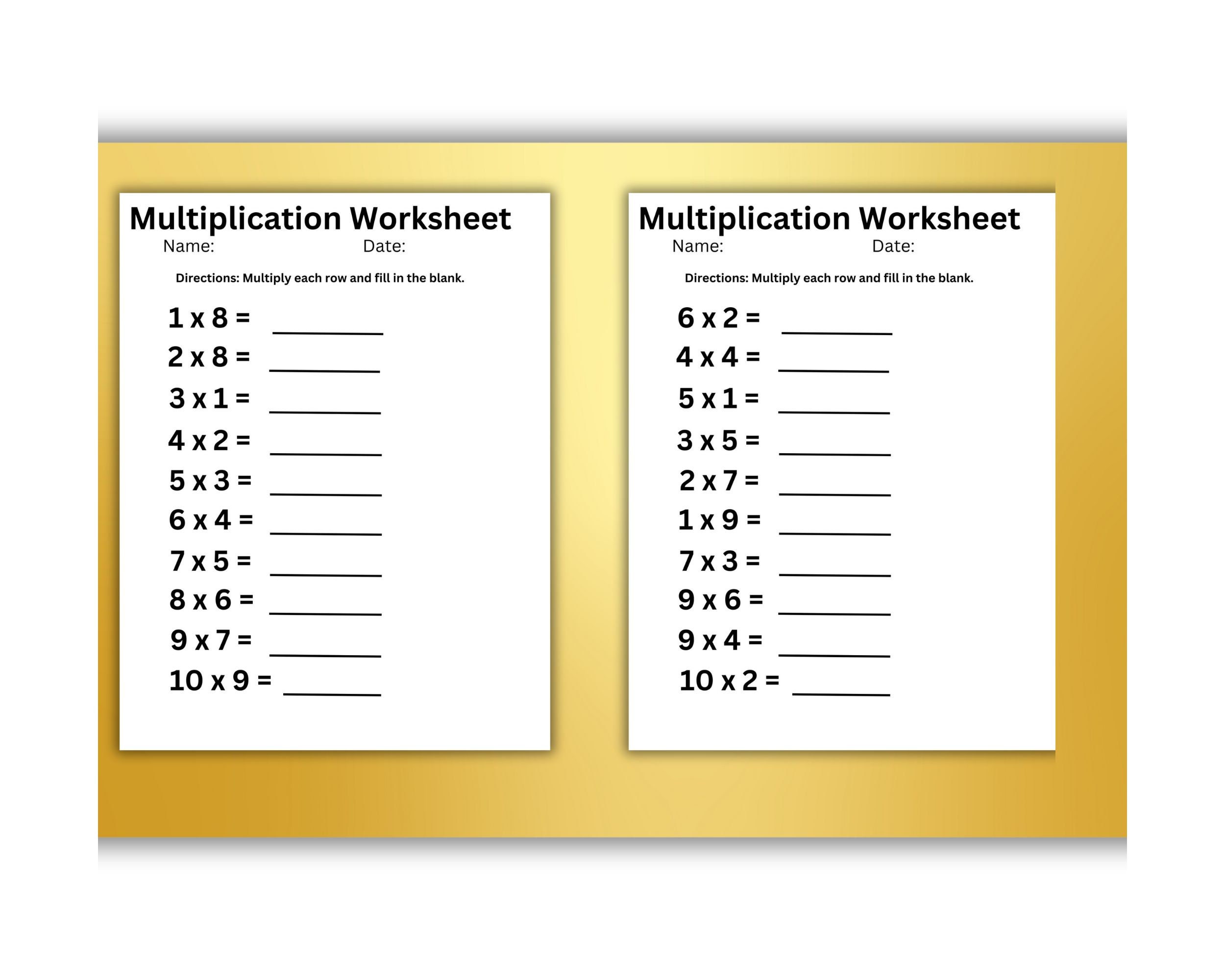 20 Multiplication Worksheets 0-12 8.5 X 11 PDF Digital Download ...