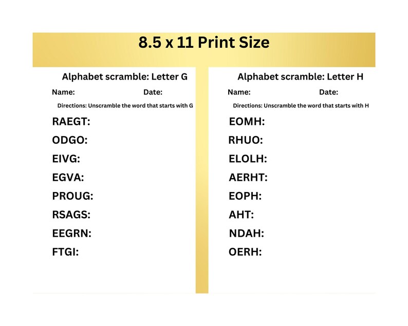 26 Pack A-Z Scramble Digital Download Worksheet 8.5 X 11 Size PDF ...