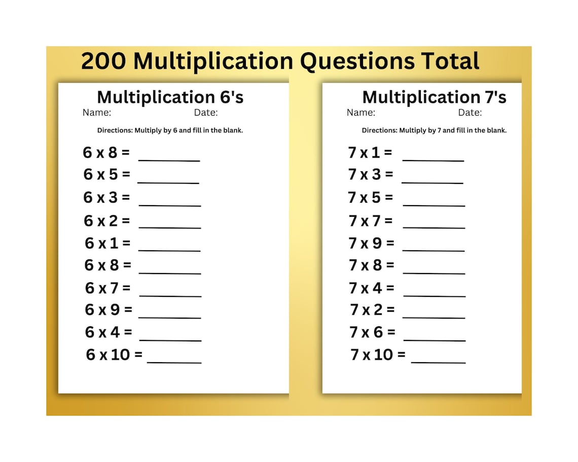 20 Multiplication Worksheets 0-12 8.5 X 11 PDF Digital Download ...