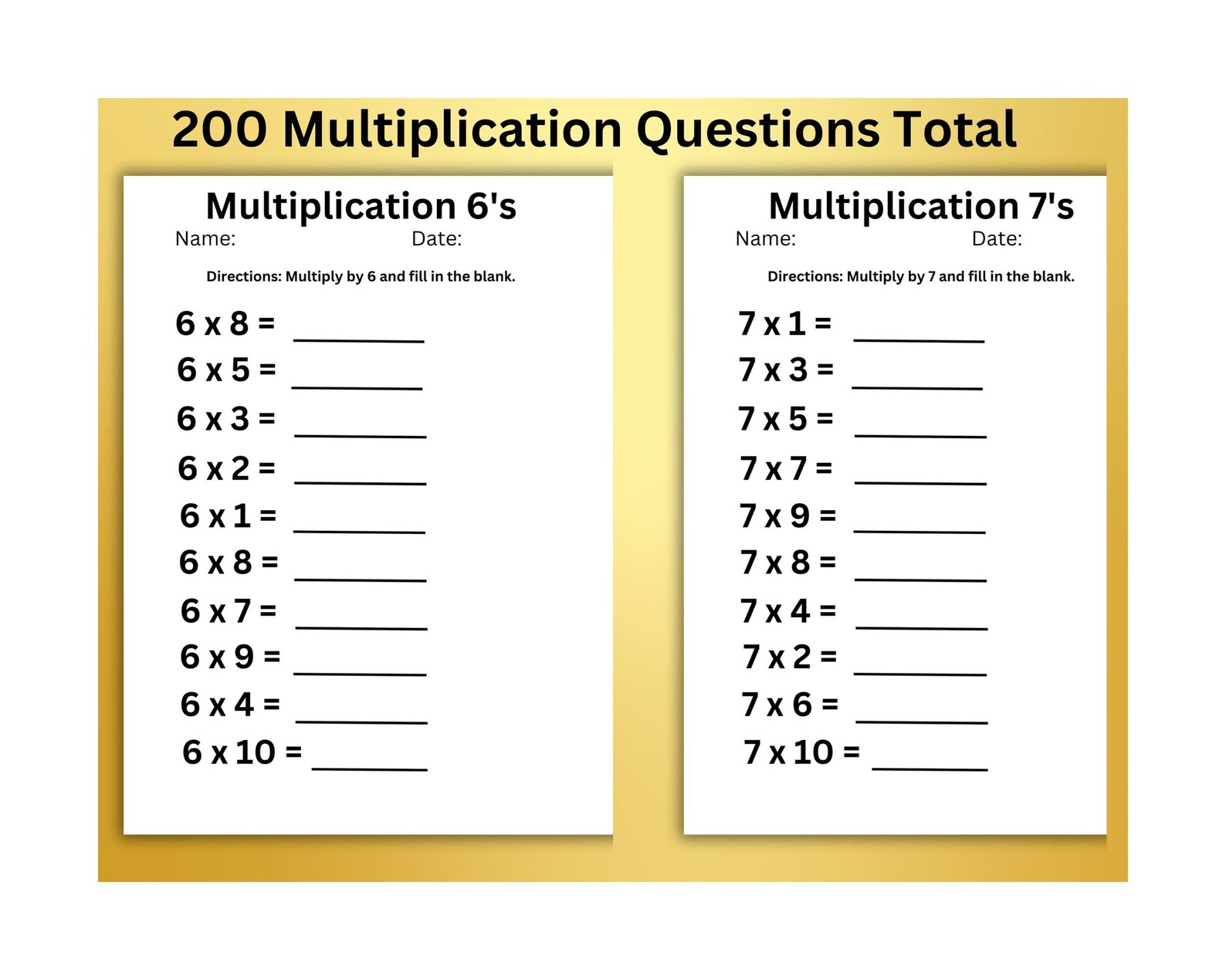 20 Multiplication Worksheets 0-12 8.5 X 11 PDF Digital Download ...