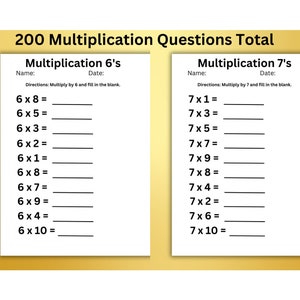20 Multiplication Worksheets 0-12 8.5 X 11 PDF Digital Download ...