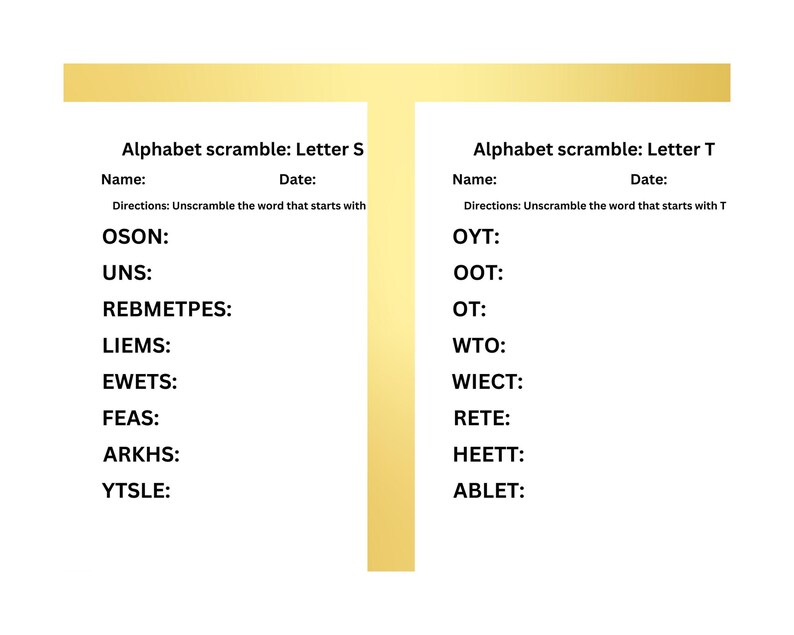 26 Pack A-Z Scramble Digital Download Worksheet 8.5 X 11 Size PDF ...