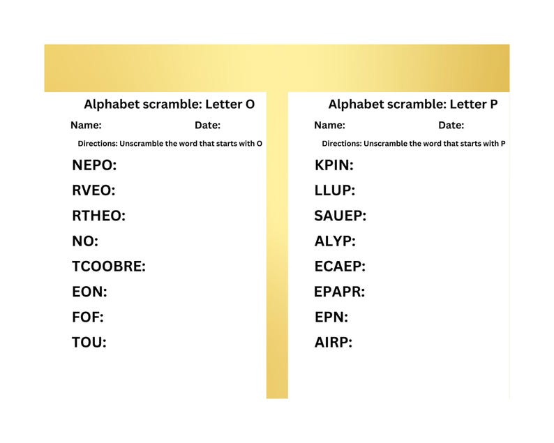 26 Pack A-Z Scramble Digital Download Worksheet 8.5 X 11 Size PDF ...