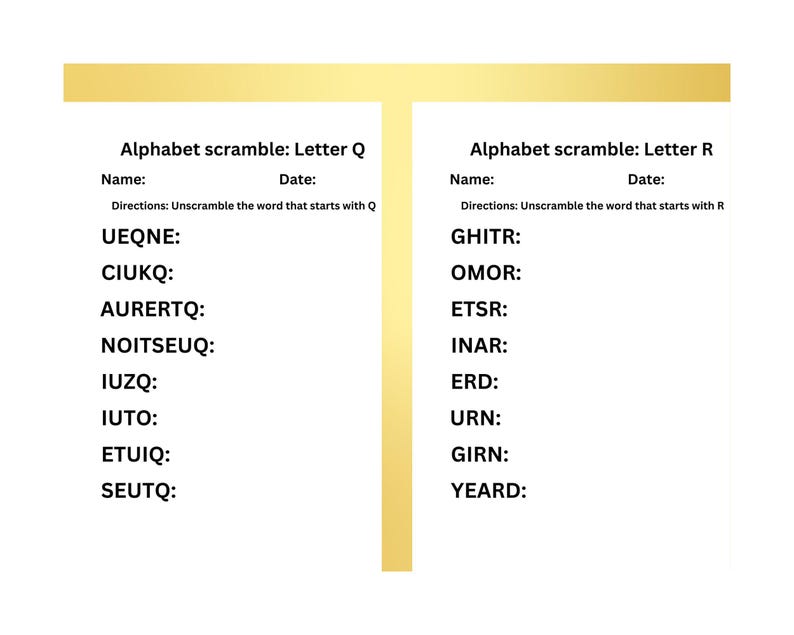 26 Pack A-Z Scramble Digital Download Worksheet 8.5 X 11 Size PDF ...