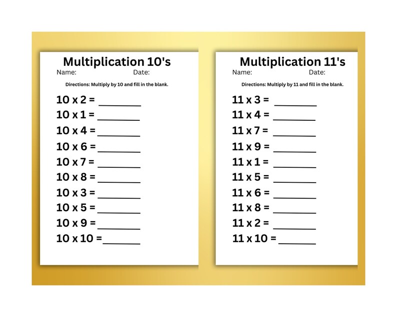 20 Multiplication Worksheets 0-12 8.5 X 11 PDF Digital Download ...