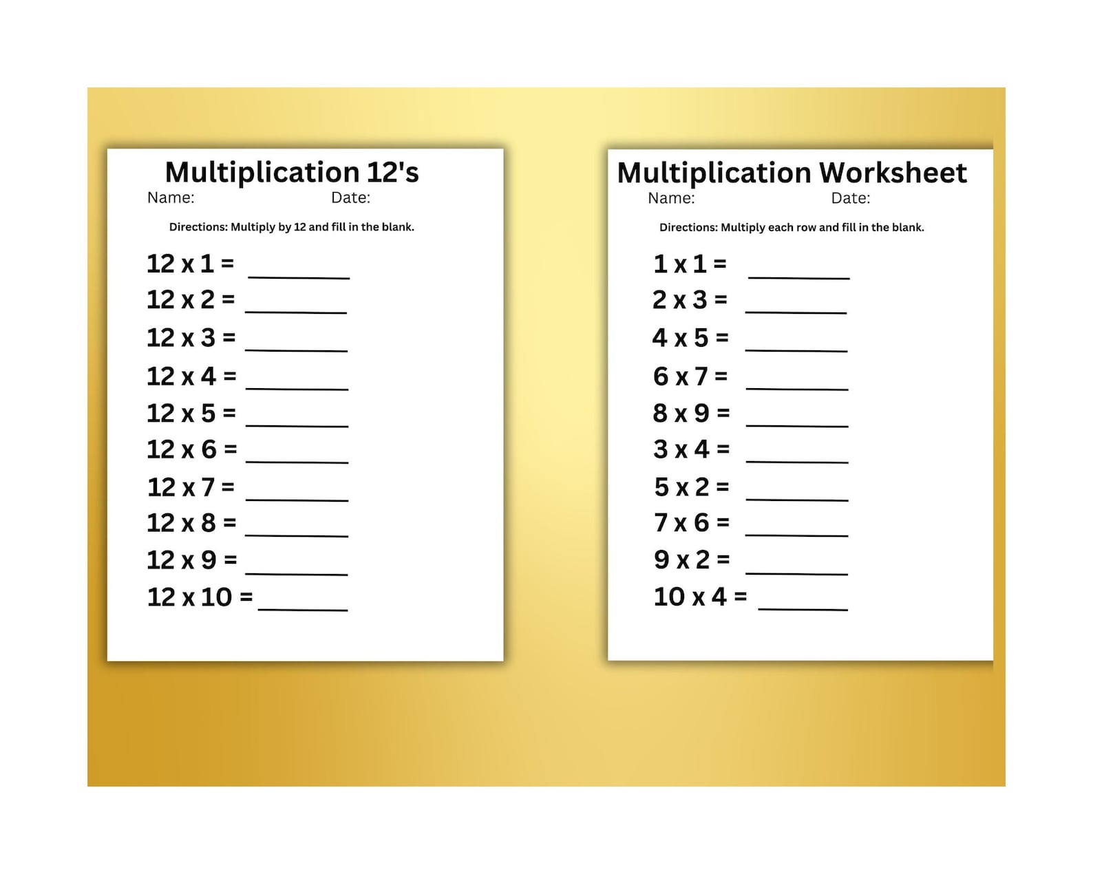 20 Multiplication Worksheets 0-12 8.5 X 11 PDF Digital Download ...