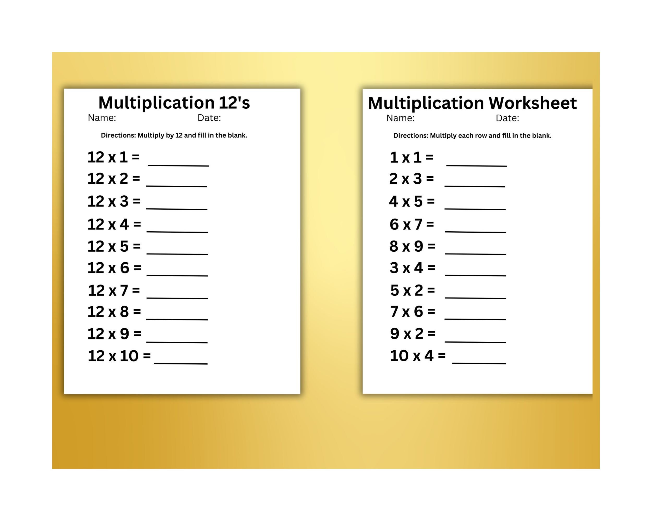 20 Multiplication Worksheets 0-12 8.5 X 11 PDF Digital Download ...