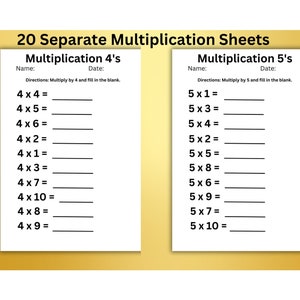 20 Multiplication Worksheets 0-12 8.5 X 11 PDF Digital Download ...