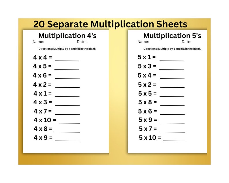 20 Multiplication Worksheets 0-12 8.5 X 11 PDF Digital Download ...