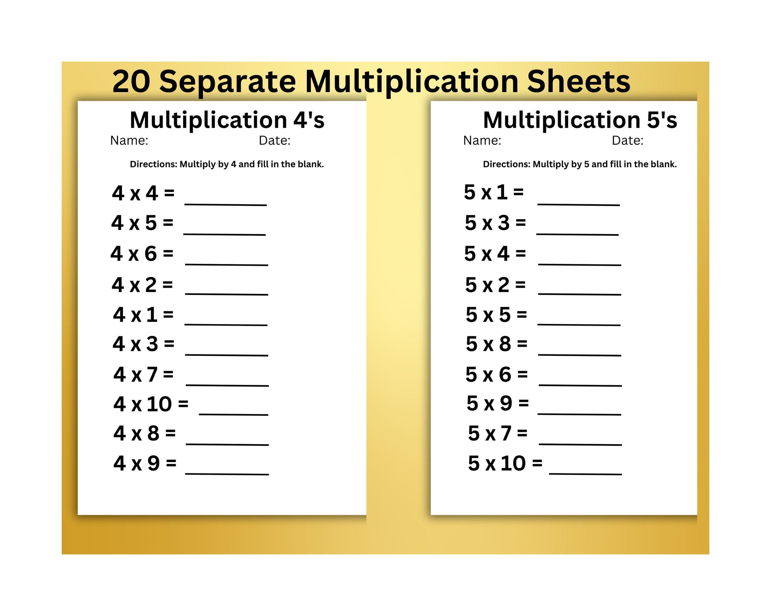 20 Multiplication Worksheets 0-12 8.5 X 11 PDF Digital Download ...