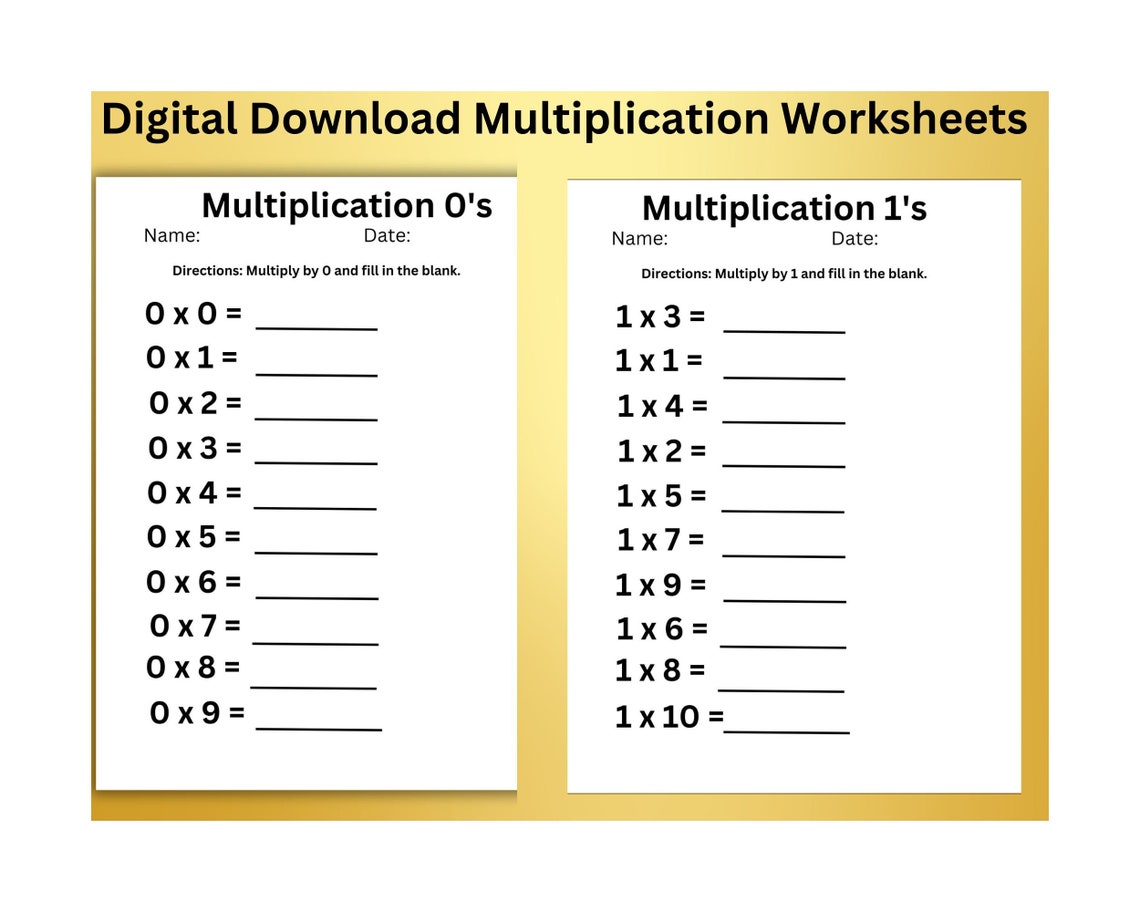 20 Multiplication Worksheets 0-12 8.5 X 11 PDF Digital Download ...